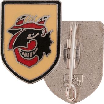 9/JG54 Luftwaffe Devil Head Squadron Shield Enamel Pin - Reddick Militaria